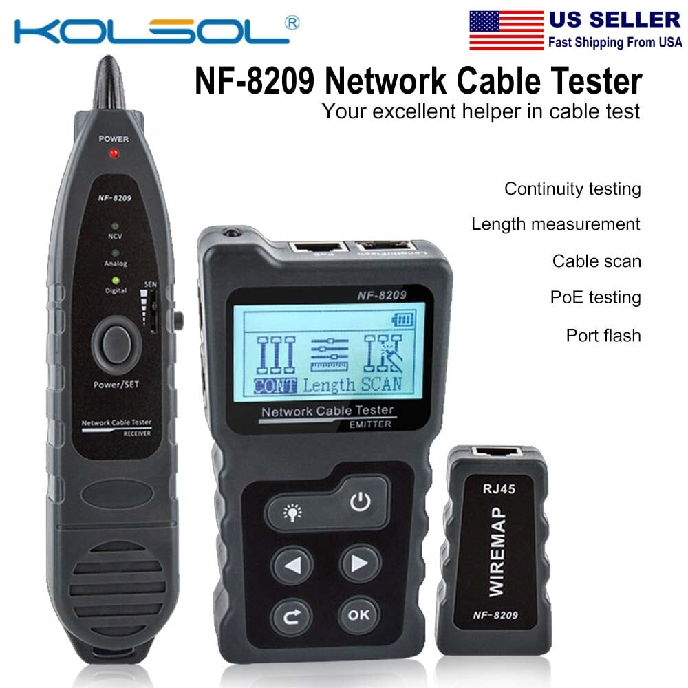 LCD Display Measure Length Tracker NF-8209 Cable POE Wire Checker ...