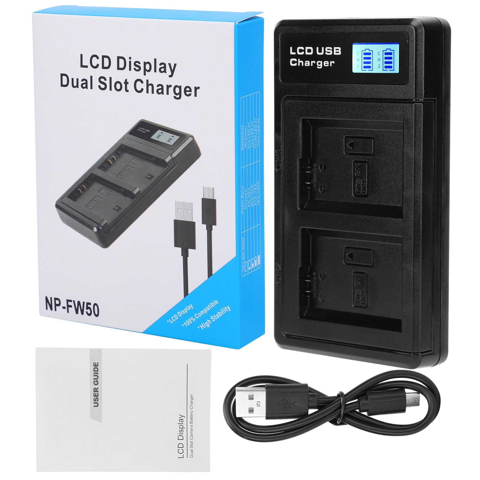 LCD Display Screen Double Charge Charger for NPFW50, Lithium Battery ...