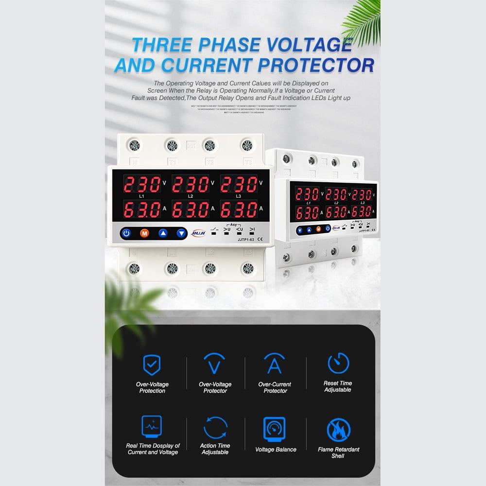 LCD Display Self-reset Protector Overvoltage Undervoltage Current ...