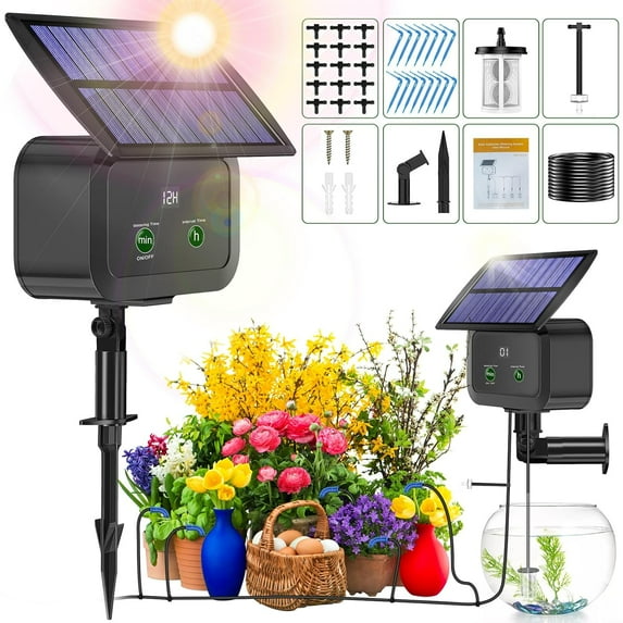 LCD Display Solar Drip Irrigation System Kit, 30 Working Modes & 10 ...