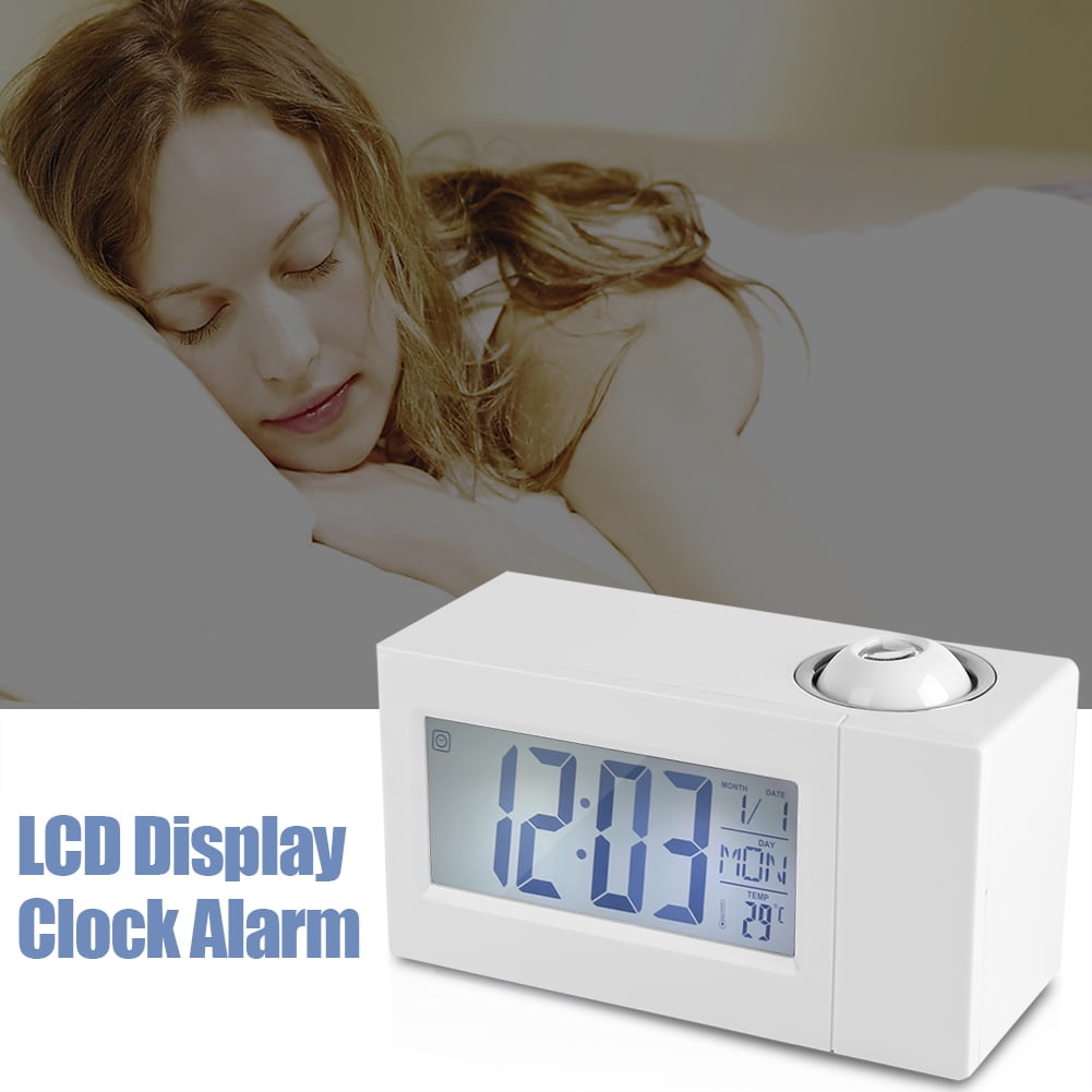 LCD Display Sound Control Ceiling Projection Clock Alarm Snooze Date ...