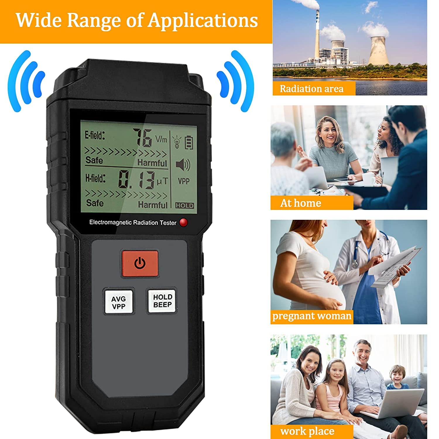 LCD Electromagnetic Radiation Detector, Emf Meters, Handheld Portable ...