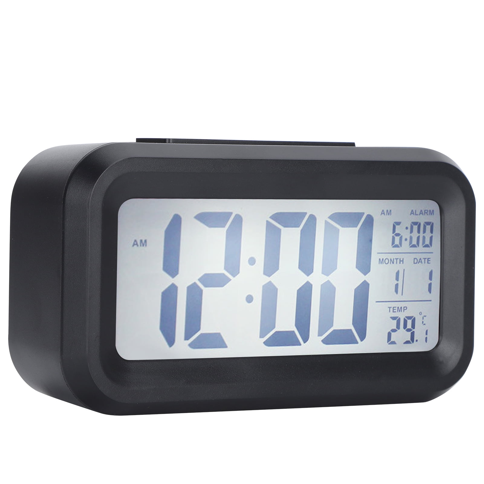 LCD Electronic Clock Large Screen Mute Smart Time Temperature Display ...