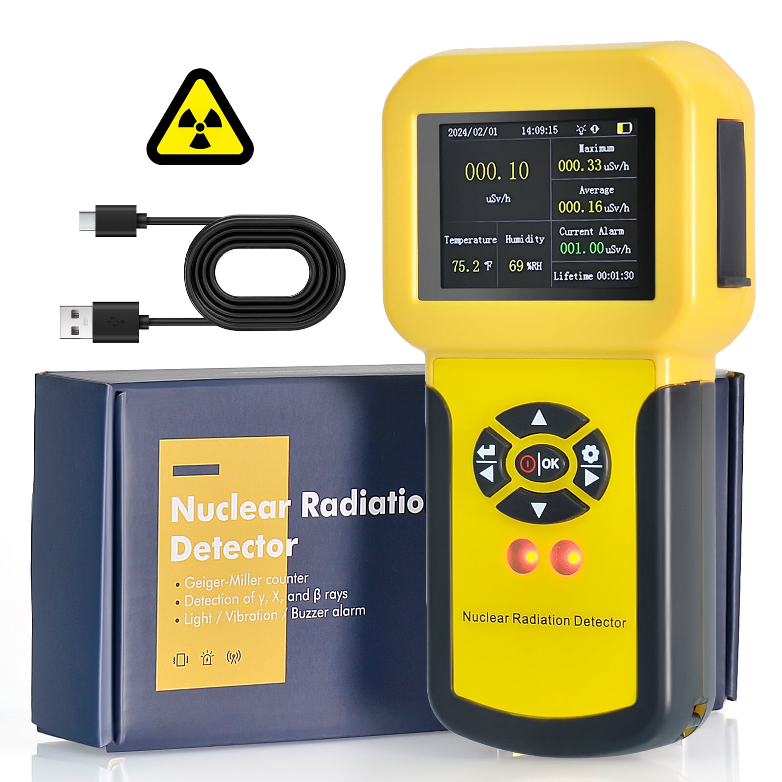 LCD Nuclear Radiation Detector Radioactive Meter Geiger Counter Beta ...