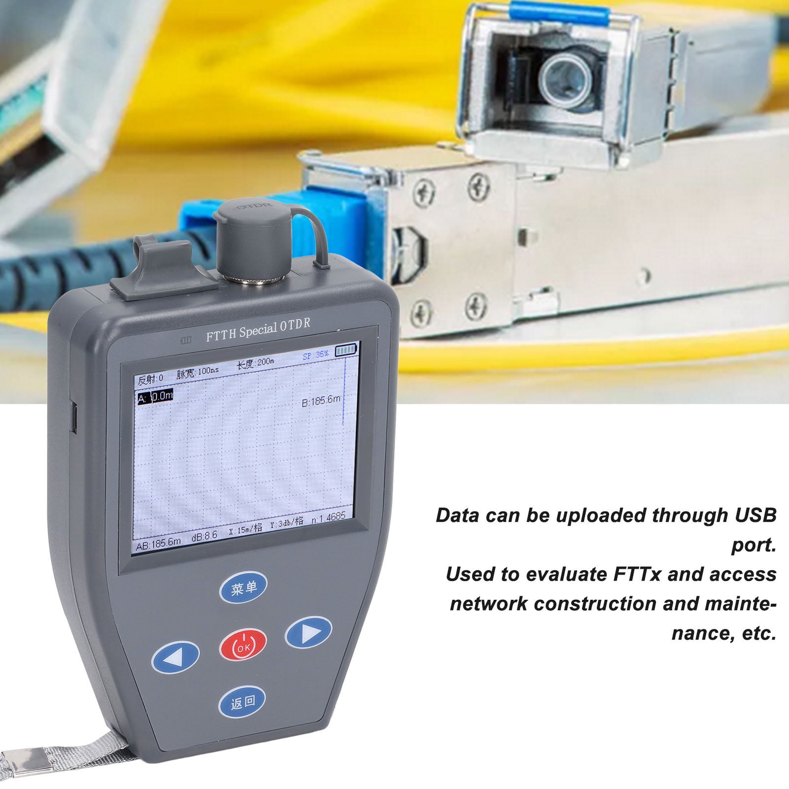 LCD OTDR Optical Time Domain Reflectometer Optical Power Meter Fiber ...