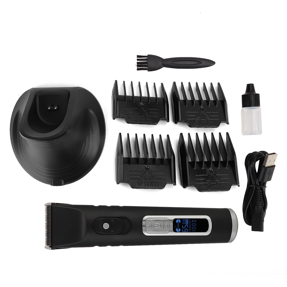 LCD Rechargeable Electric Hair Clipper Adjustable Hair Cutter Shaving ...