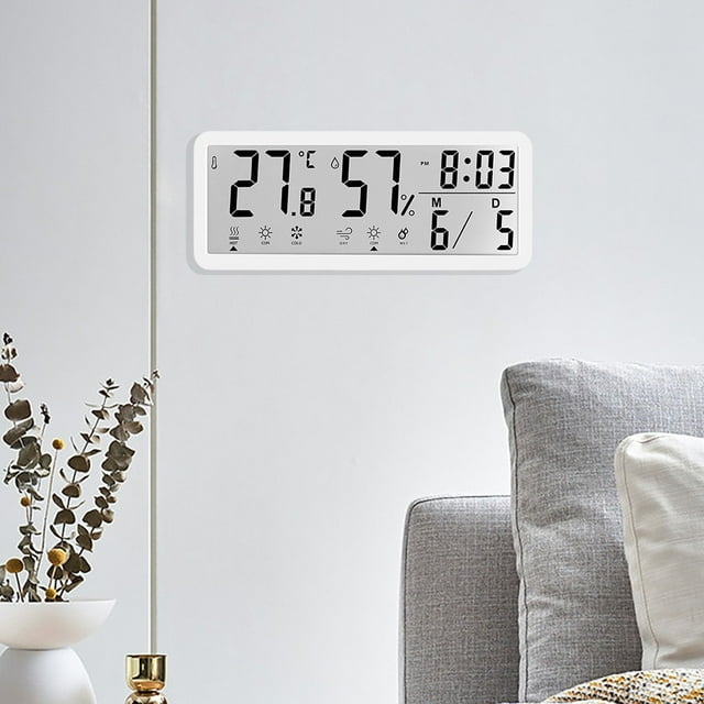 LCD Screen Digital Wall Clock Time Temperature Humidity Display ...