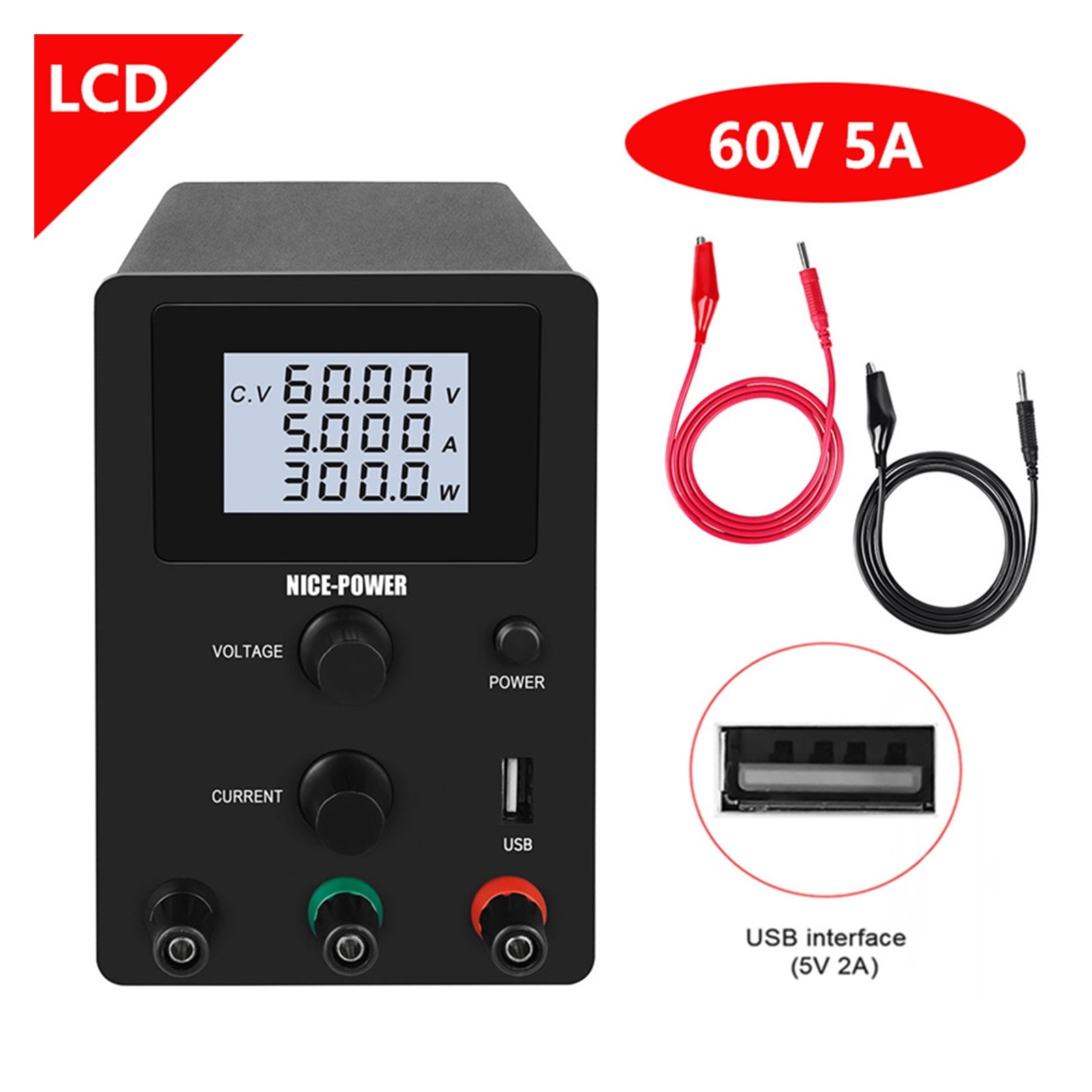 LCD Screen Protect Eyes Switching DC Power Supply laboratory Adjustable ...