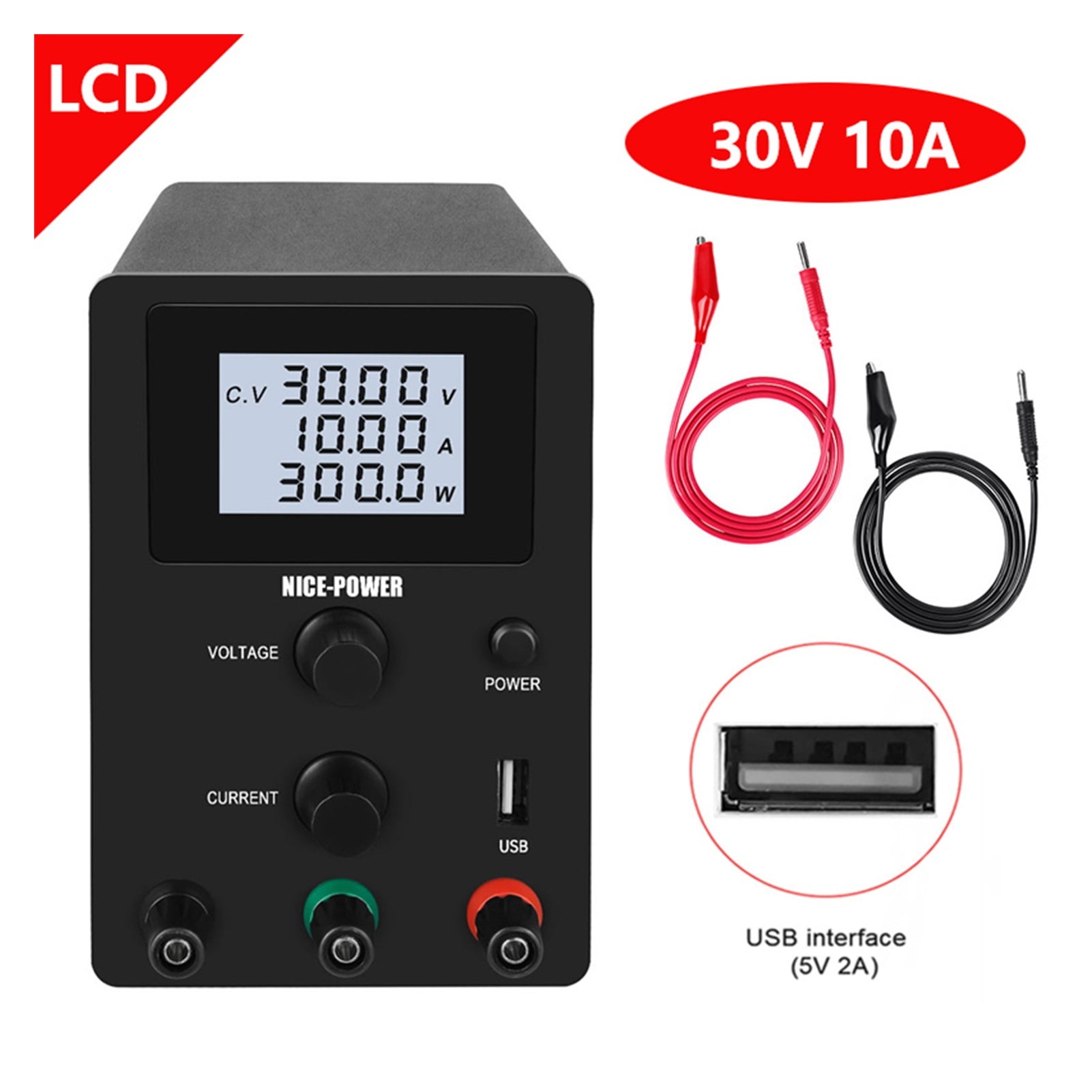LCD Screen Protect Eyes Switching DC Power Supply laboratory Adjustable 0.01V 0.001A 4 Digits ...