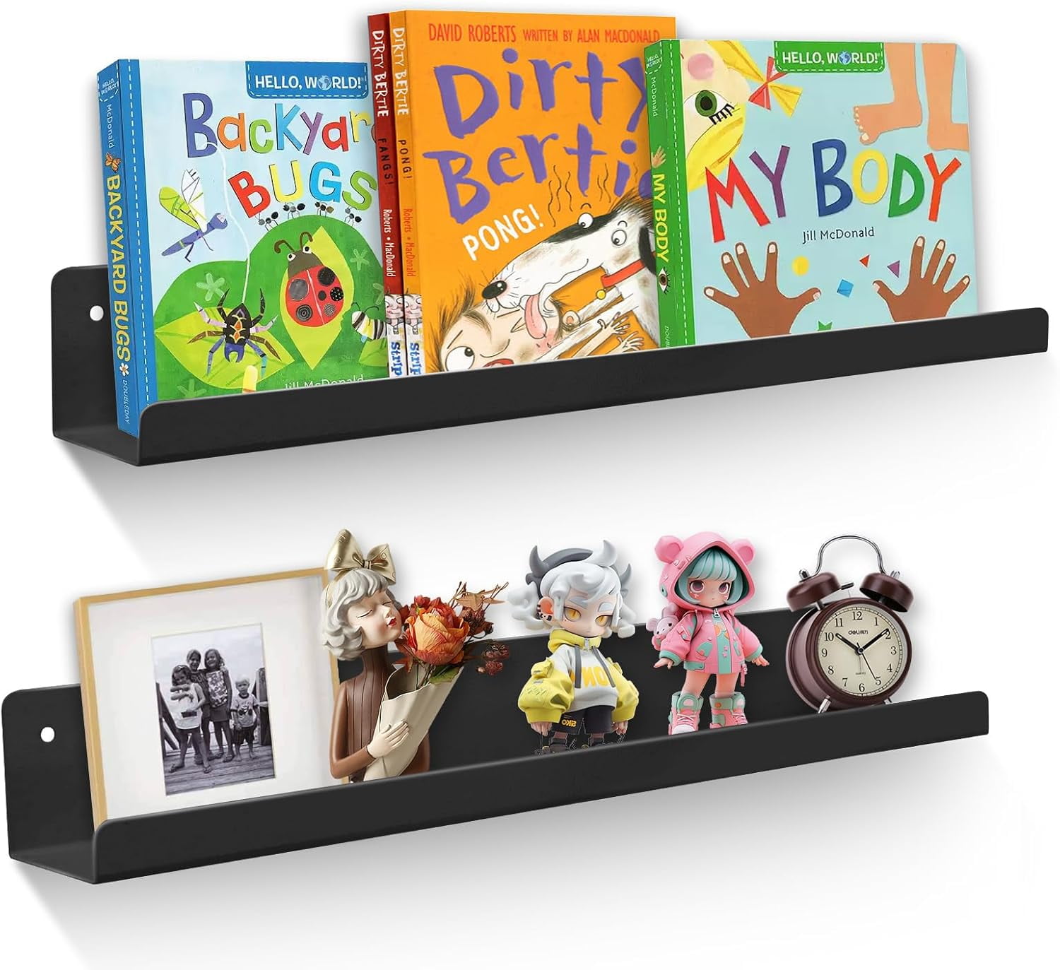 2-Pack Magnetic Book Shelf for Whiteboards – 17" Floating Bookshelves ...