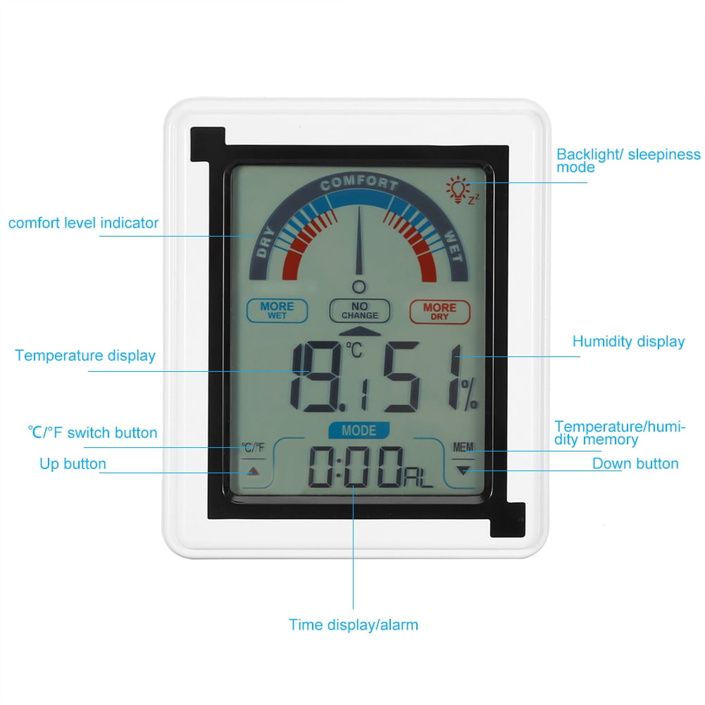 LCD Touch Screen Weather Clock Digital Temperature Humidity Meter Time ...