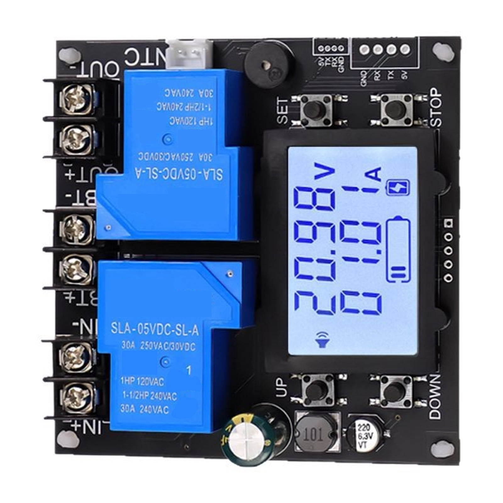 LCD Voltages Monitor Protections Board DC10V 110V 30 A Relays Automatic ...