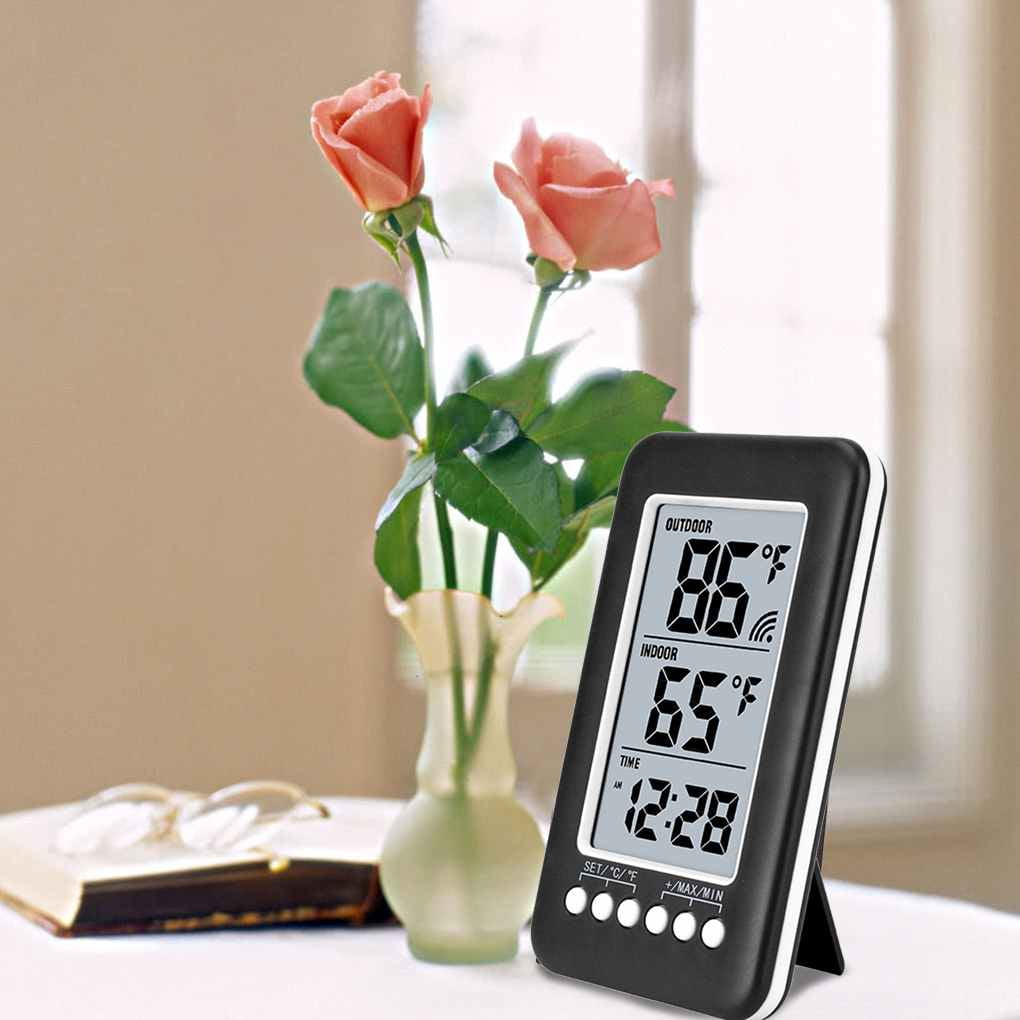 LCD Wireless Thermometer Indoor Outdoor Digital Thermometer Clock ...