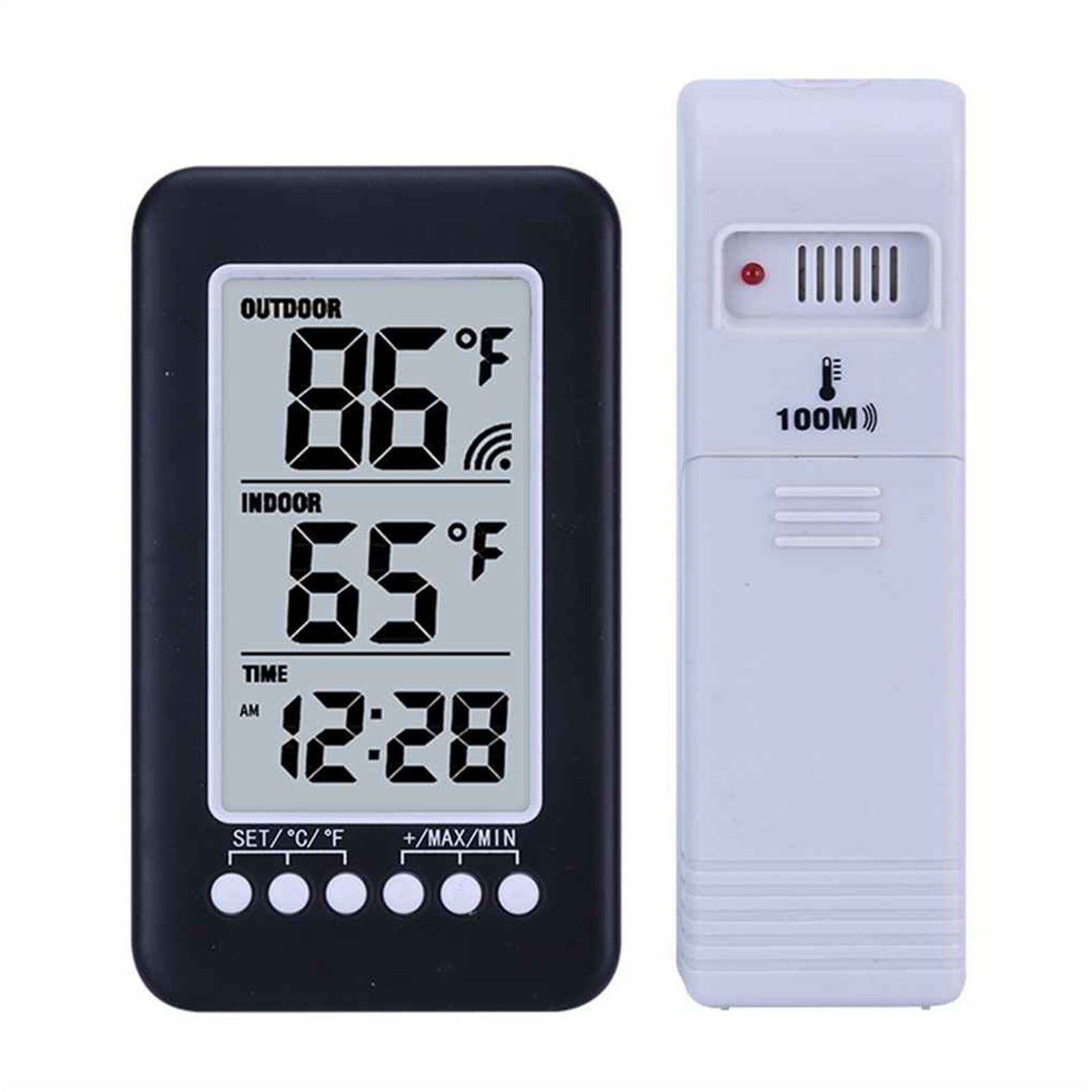 LCD Wireless Thermometers Clock Indoor Outdoor Digital Thermometers ...