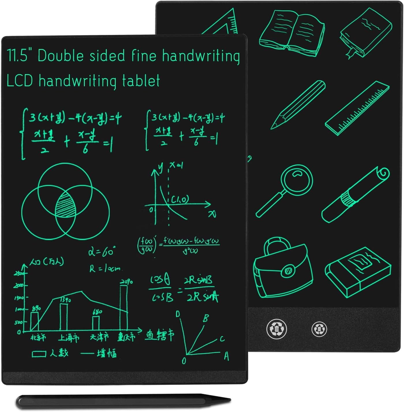 LCD Writing Tablet, 11.5in Double Display Erasable Drawing Pads ...