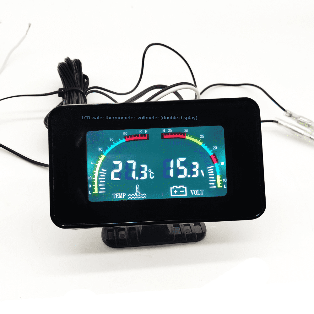 LCD dual display water temperature voltmeter two-in-one conjoined truck ...
