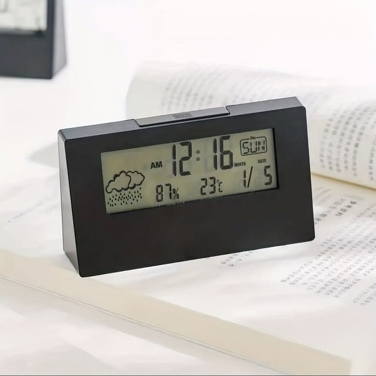 LCD electronic clock luminous temperature and humidity meter ...