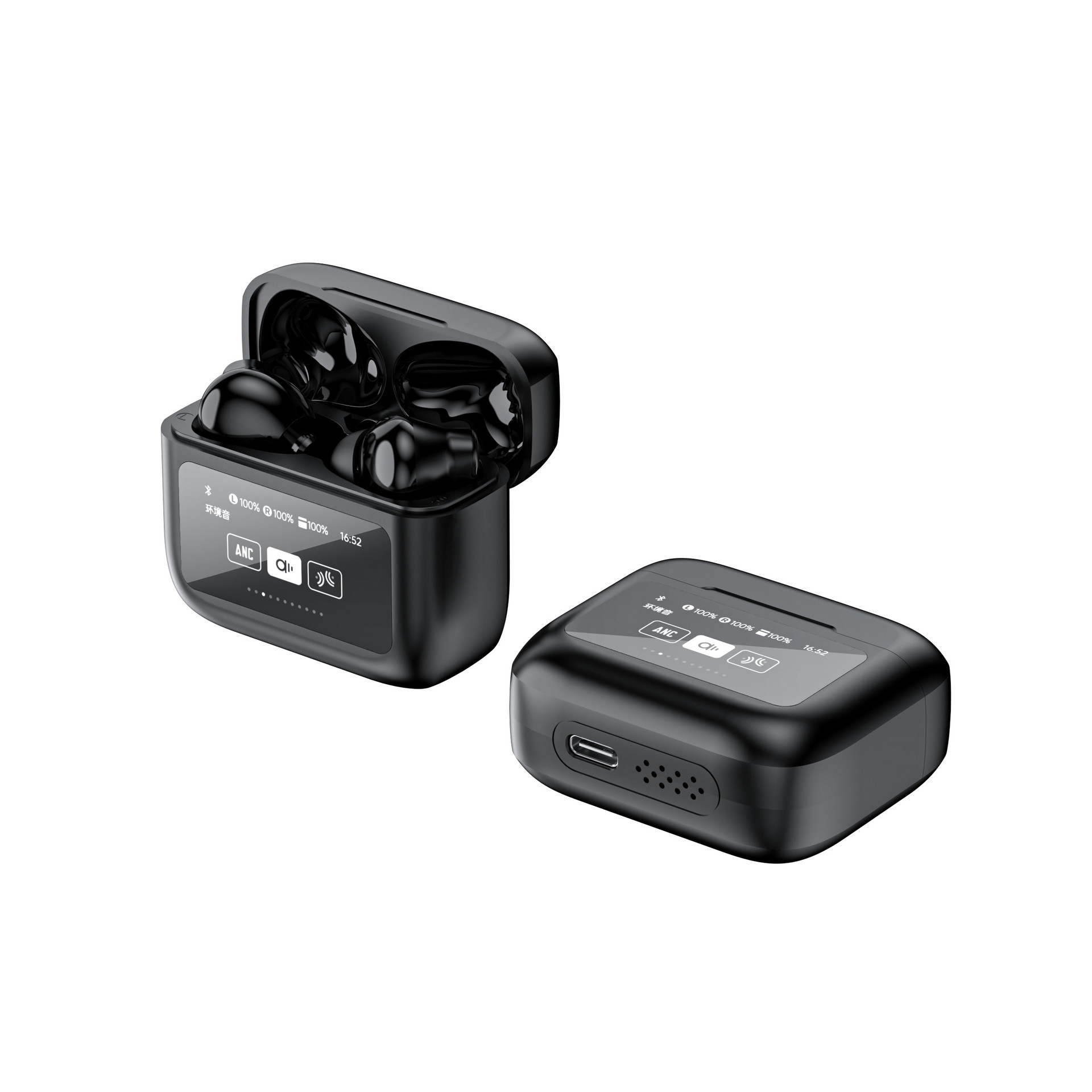 LCD smart color screen touch noise reduction Bluetooth headset in-ear Bluetooth headset wireless ...