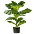 LCG Florals 30" Artificial Fiddle Leaf Fig Bush in Plastic Black Pot ...