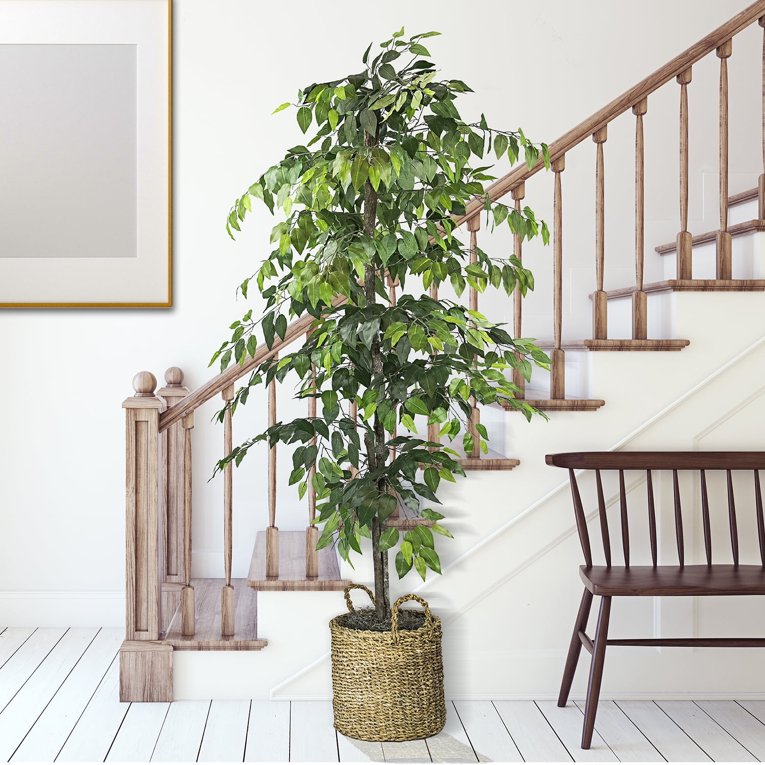 LCG Florals Artificial Tree, Faux Designer Ficus Tree, 6 ft (72in) in ...