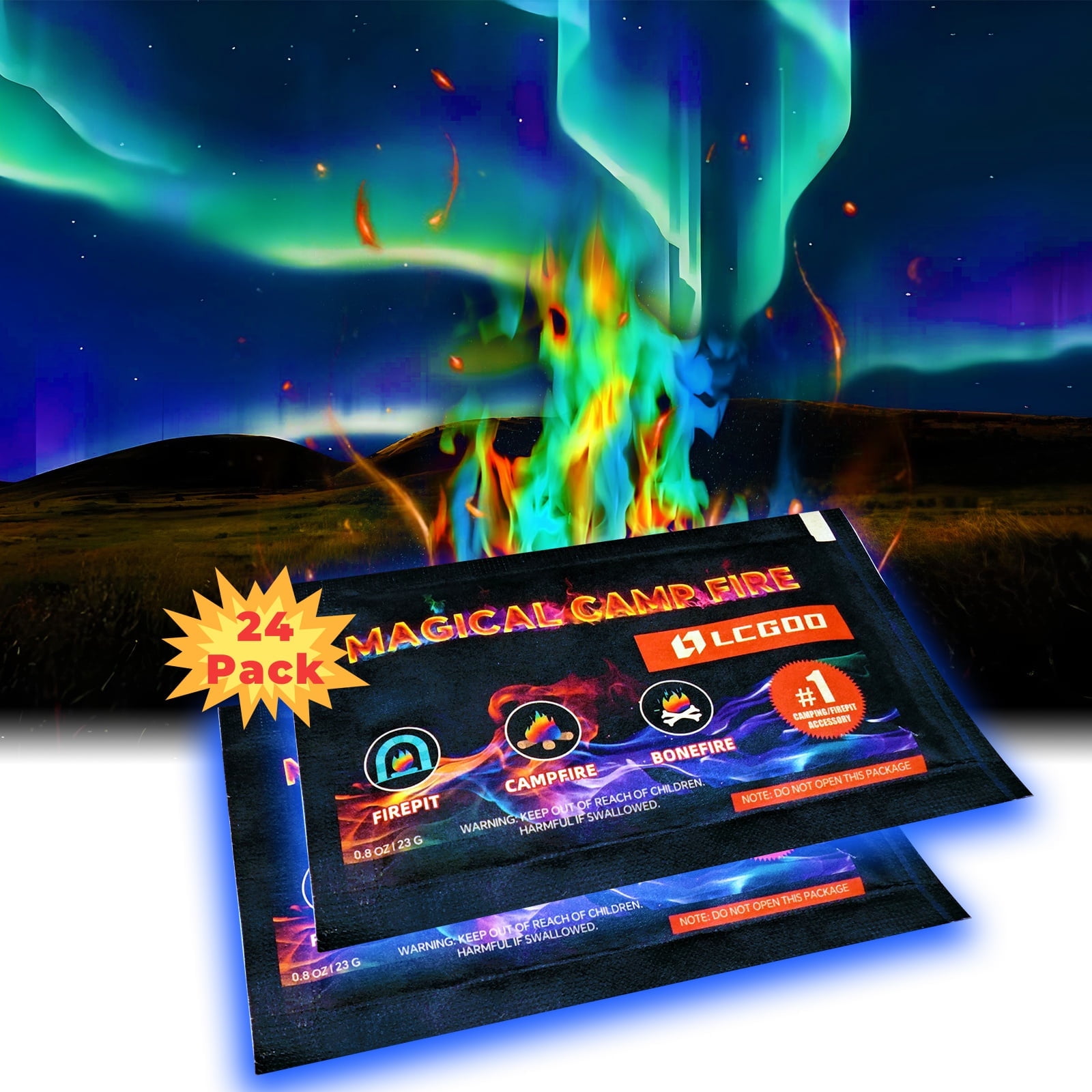 LCGOD Fire Color Changing Packets for Fire Pits and Campfires, Rainbow ...