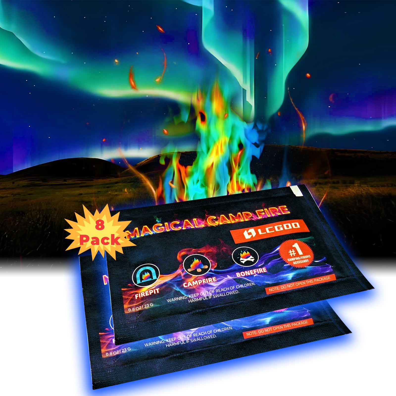 LCGOD Fire Color Changing Packets Fire Pit, Last Longer Magical Color ...