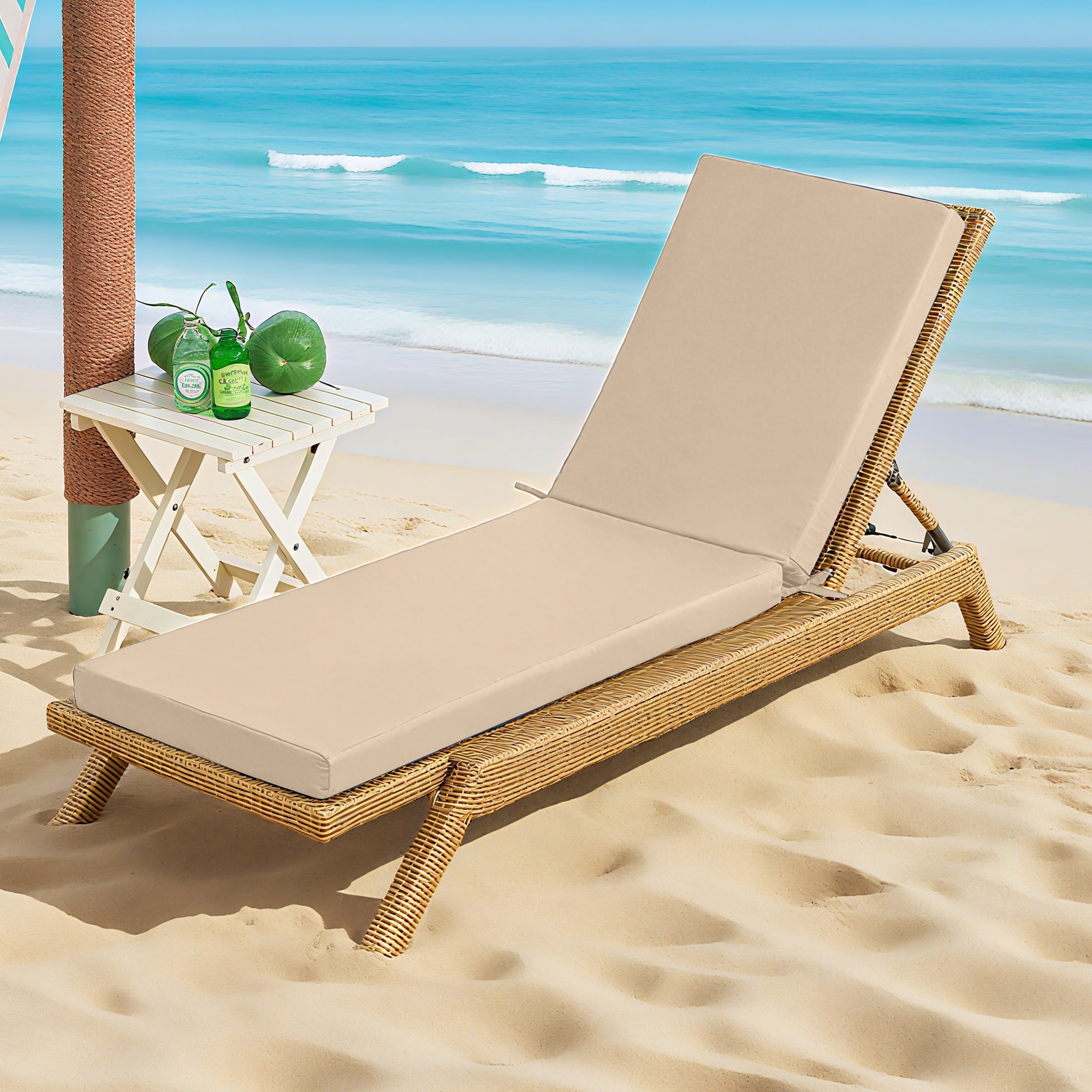LCGOD Outdoor Chaise Lounge Cushions, 72x21x3 inch Patio Recliner Chair ...