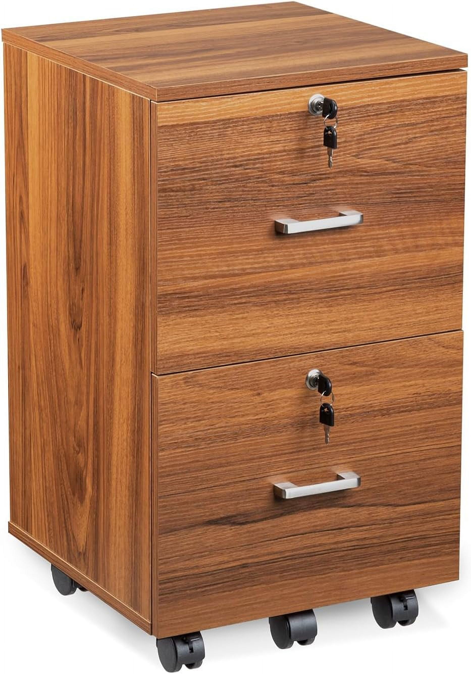 LCKOSAE 2 Drawer File Cabinet with Lock Wood Grain Walnut File Cabinet ...