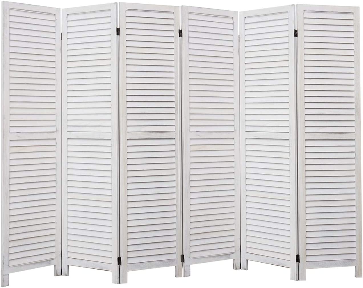 LCKOSAE 4 Panel Room Divider Full Length Wood Shutters Louver Black ...