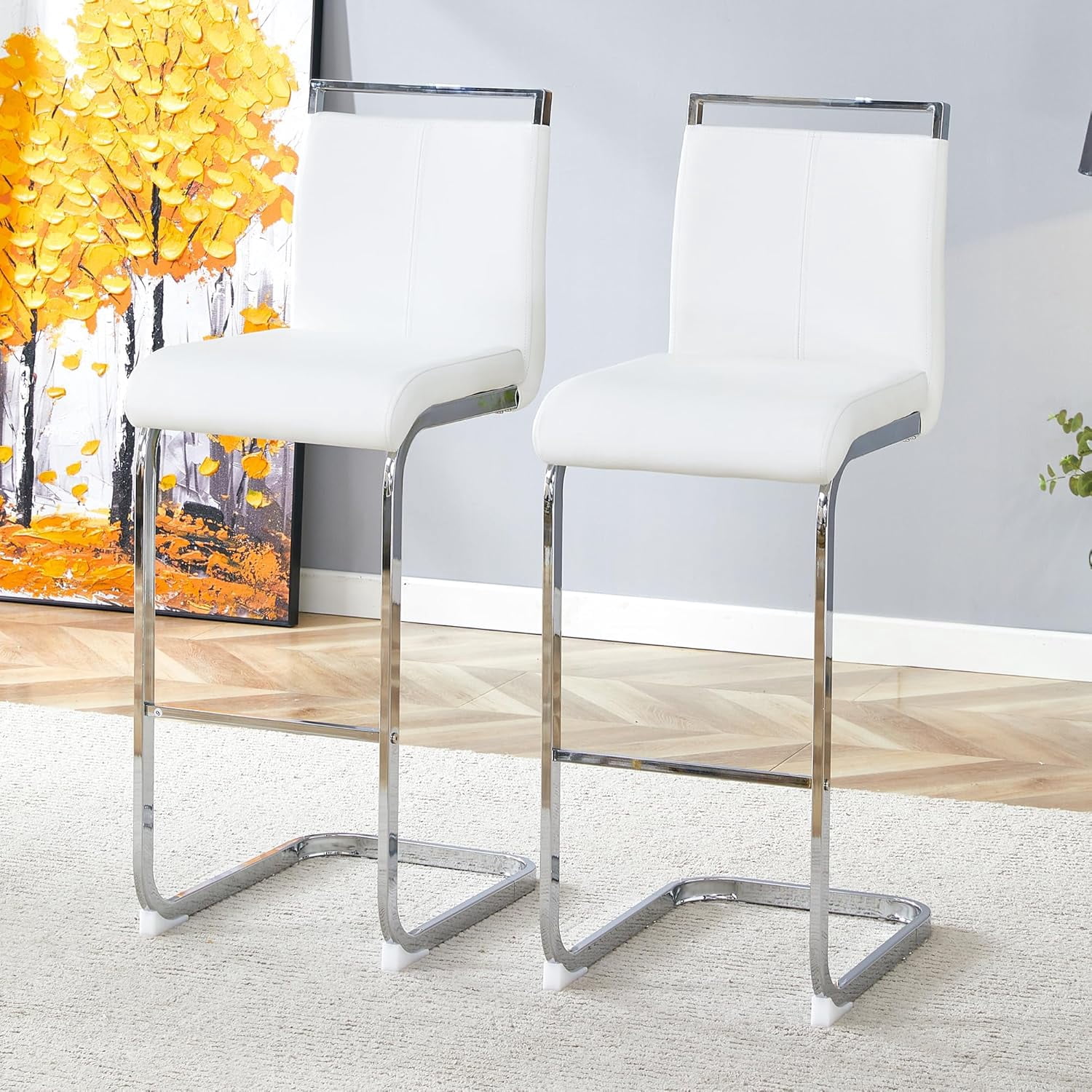 LCKOSAE Bar Stools 25" Counter Height Bar Stools with Footrest Black ...