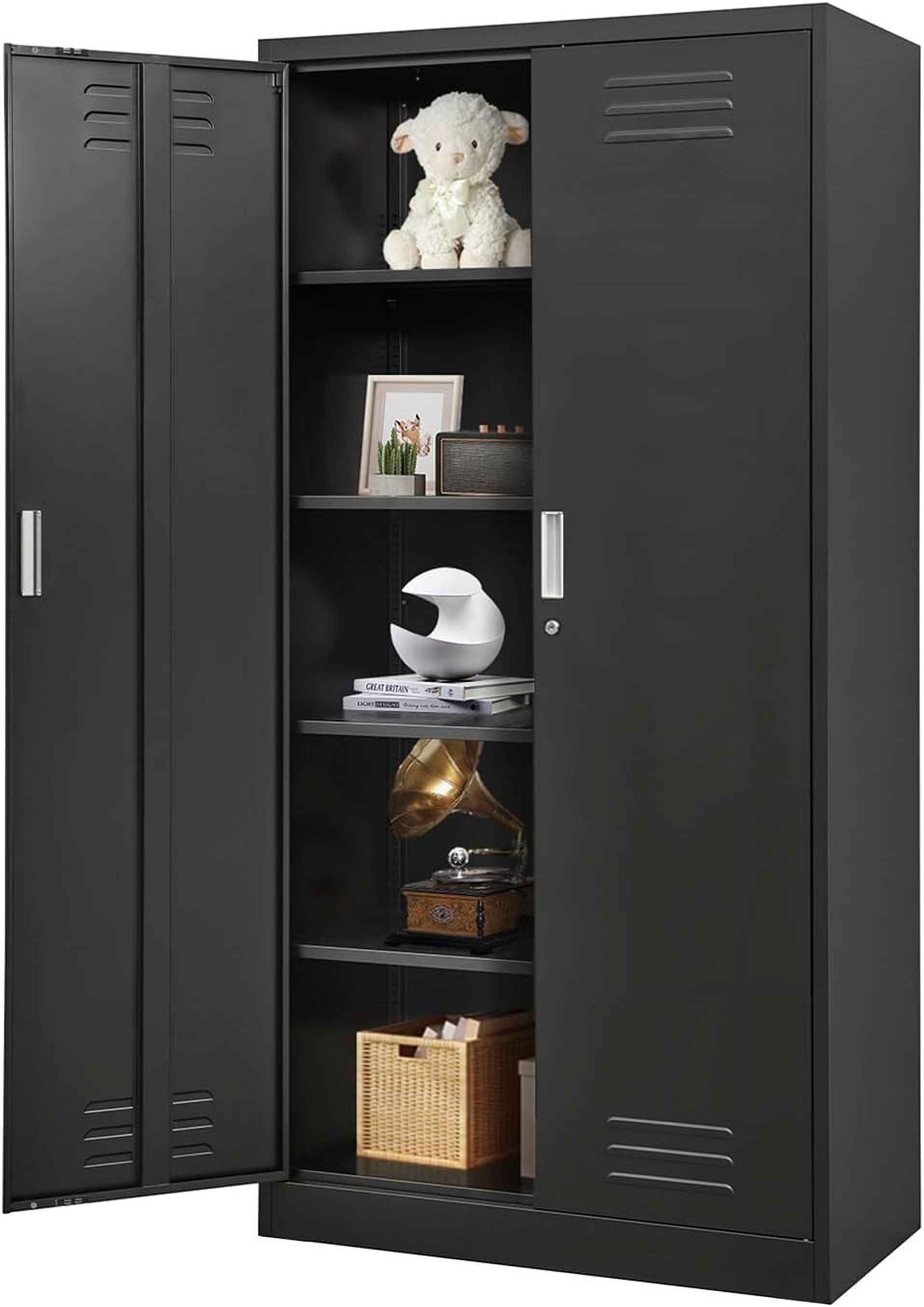 LCKOSAE Metal Storage Cabinet with Locking Doors and Shelves 71" Large ...