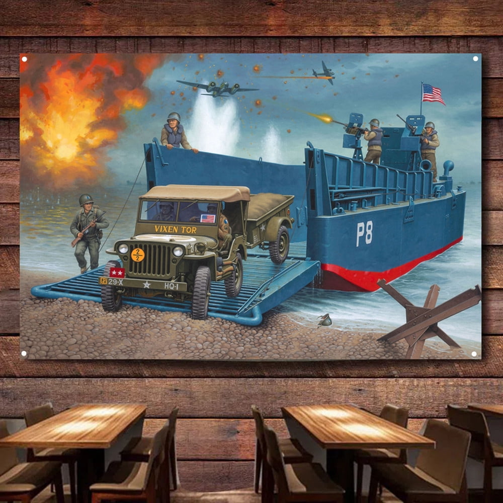LCM 3 50ft Landing Craft Battleship Wall Art Banners Hanging Flags Wall ...