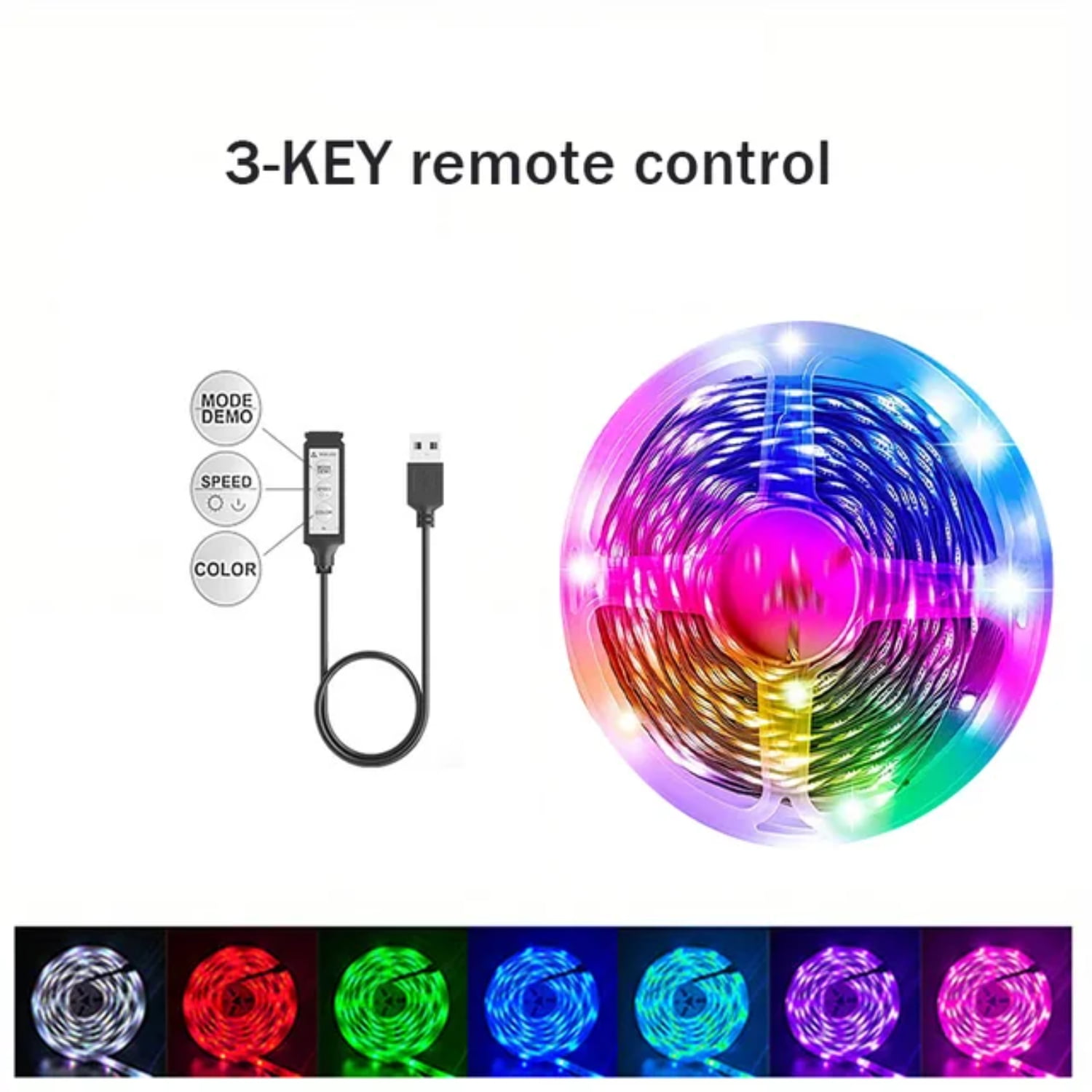 LCNCAN Energy-saving Cool RGB USB Strip Light with 5050 LEDs - 10 ...