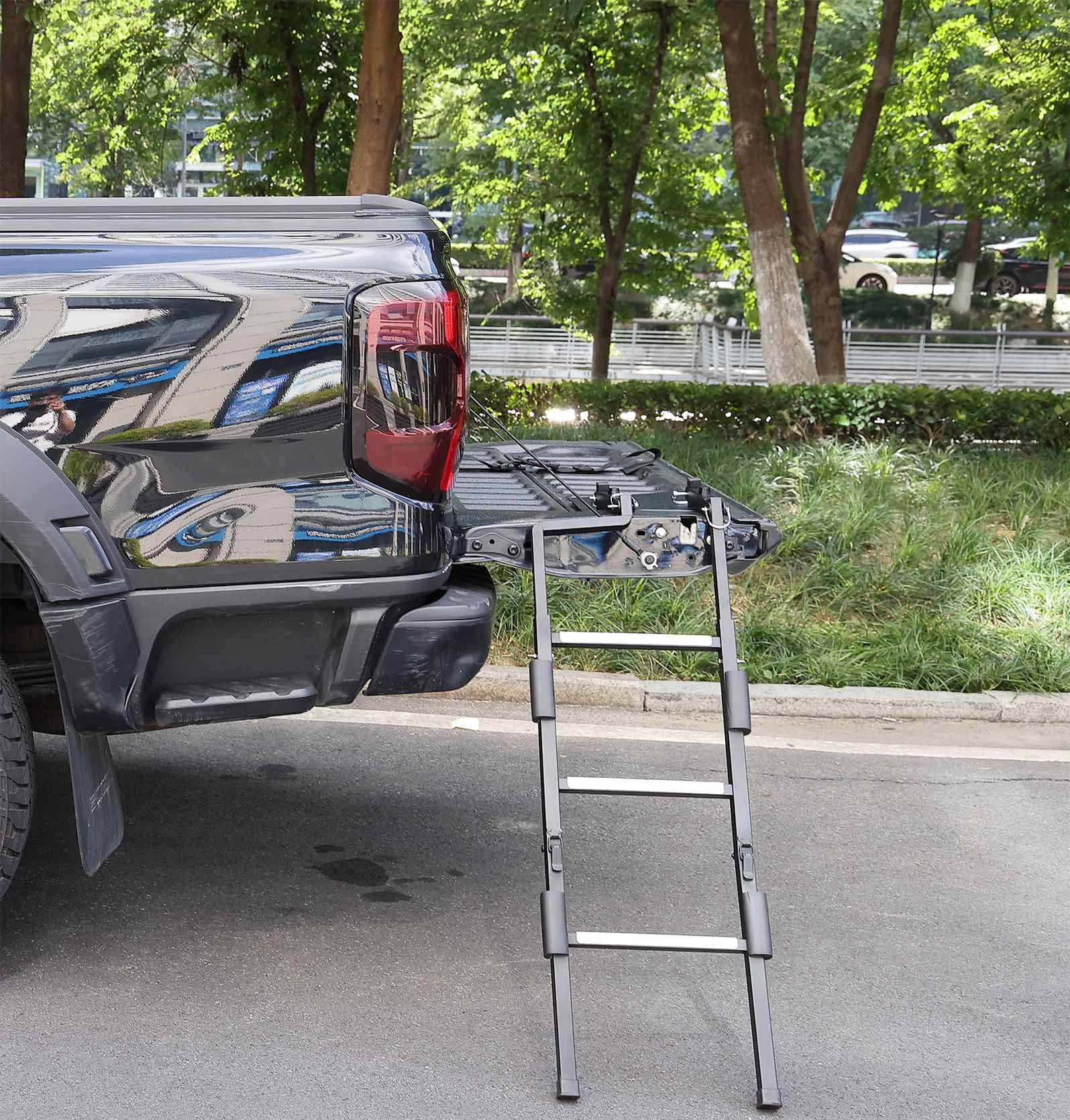 LCOKEIY Foldable Truck Tailgate Ladder with Anti-slip Step Grip Plates ...