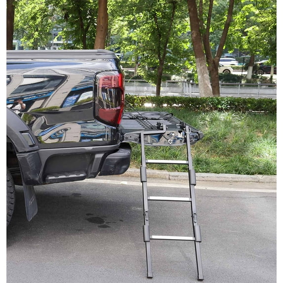 LCOKEIY Foldable Truck Tailgate Ladder with Anti-slip Step Grip Plates ...