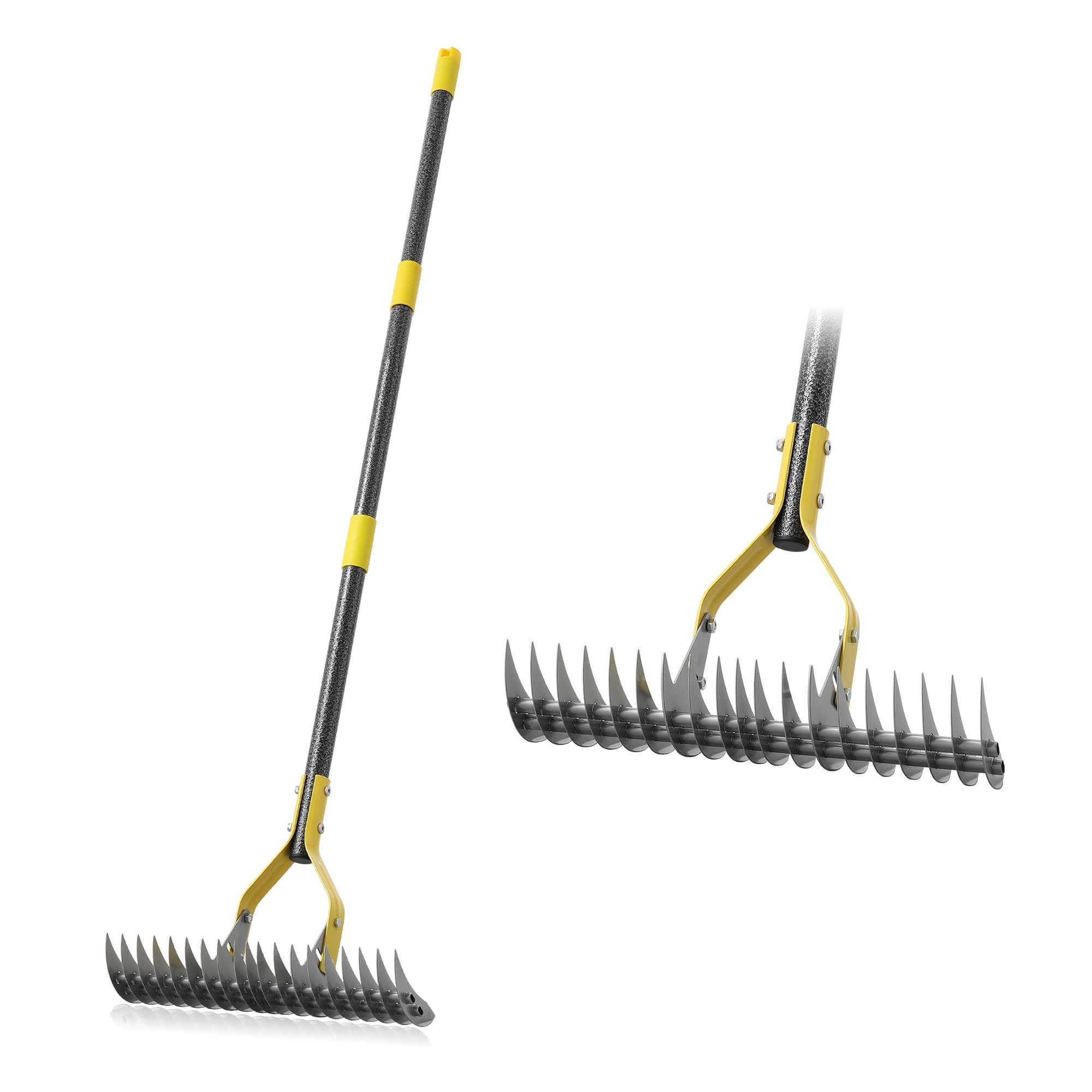 LCOKEIY Thatch Rake 19-Tine for Cleaning Leaves Dead Grass ,56" Heavy ...