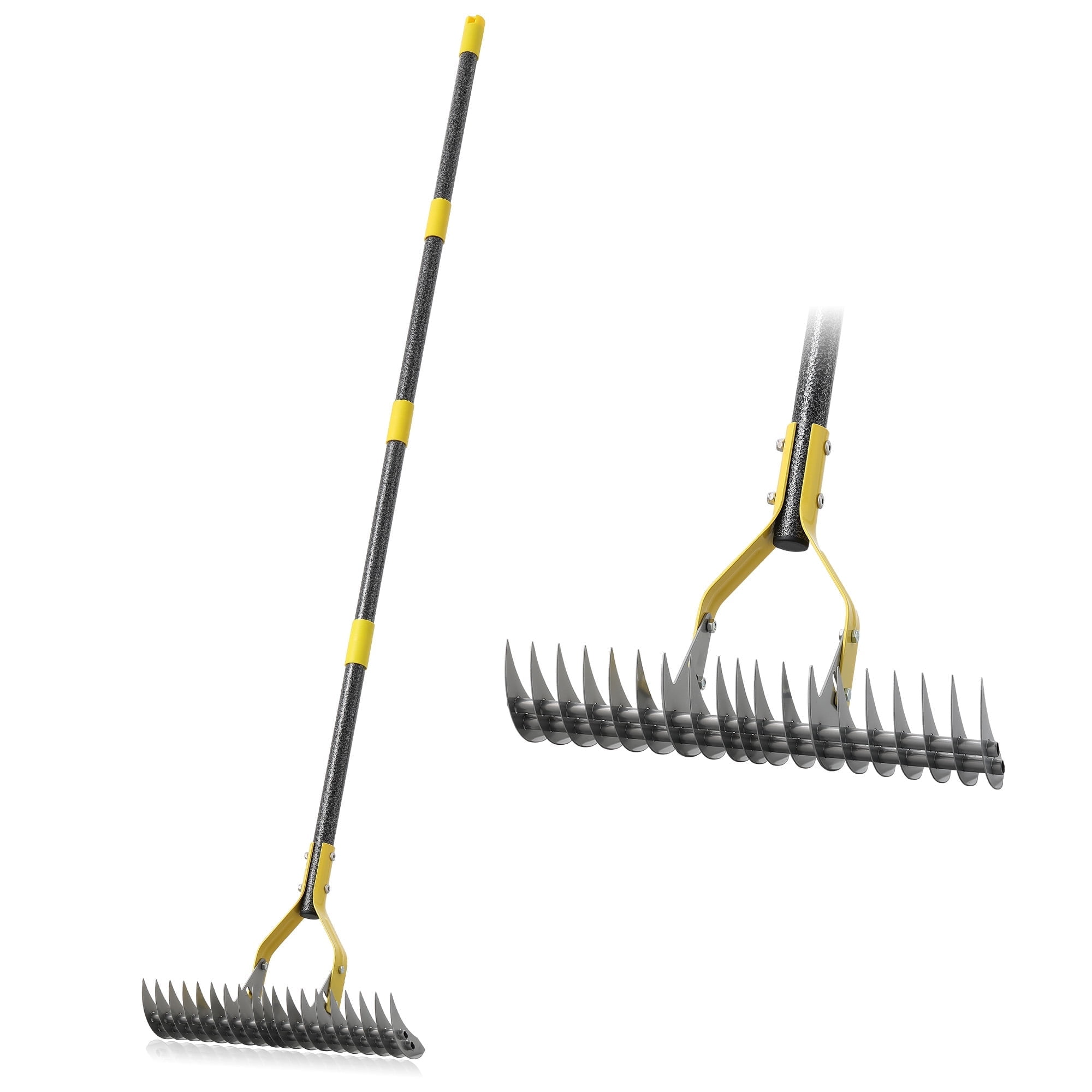 LCOKEIY Thatch Rake Garden Tools for Cleaning Dead Grass, 15" Heavy ...