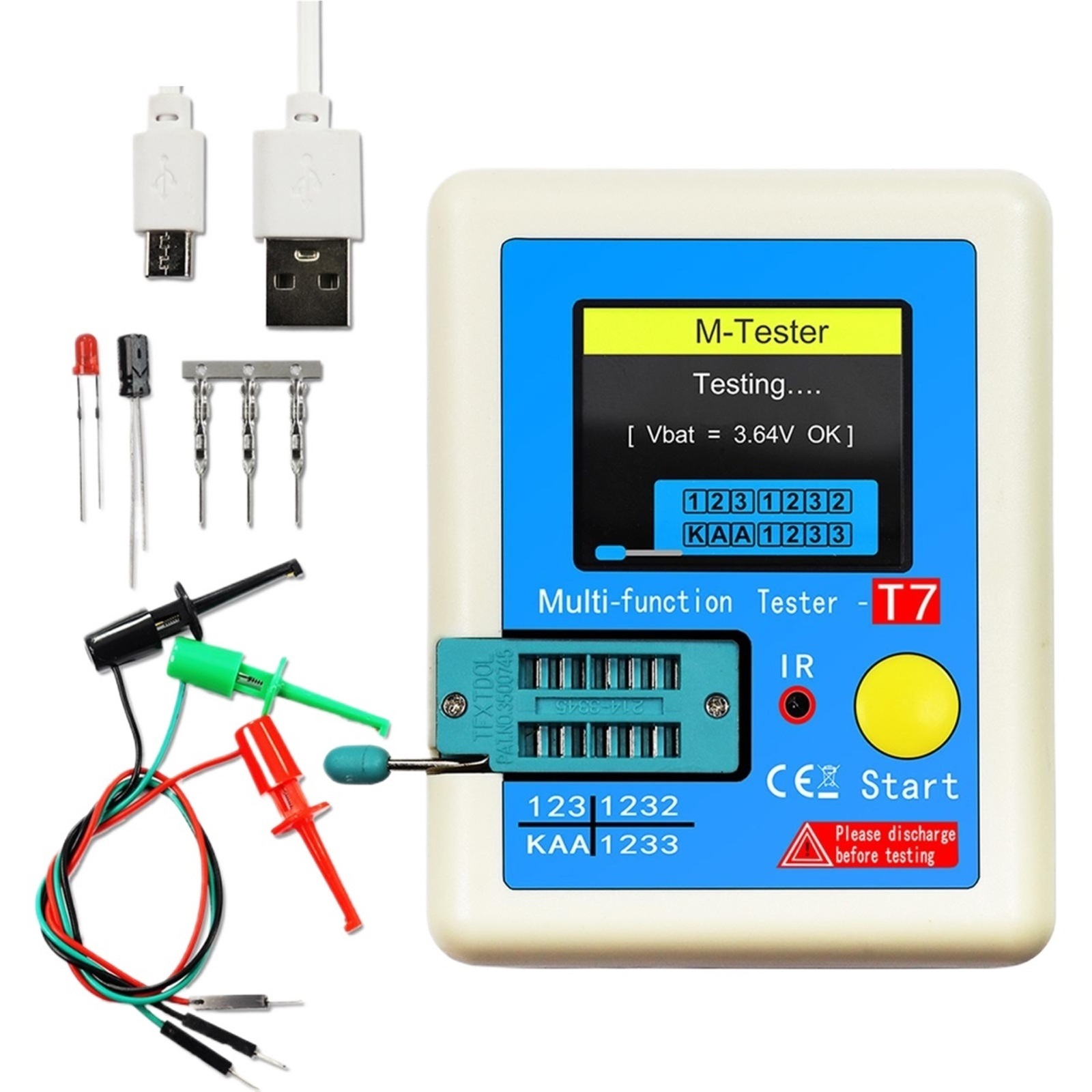 LCR-T7 Transistor Tester TFT Diode Triode Capacitance Meter LCR ESR ...