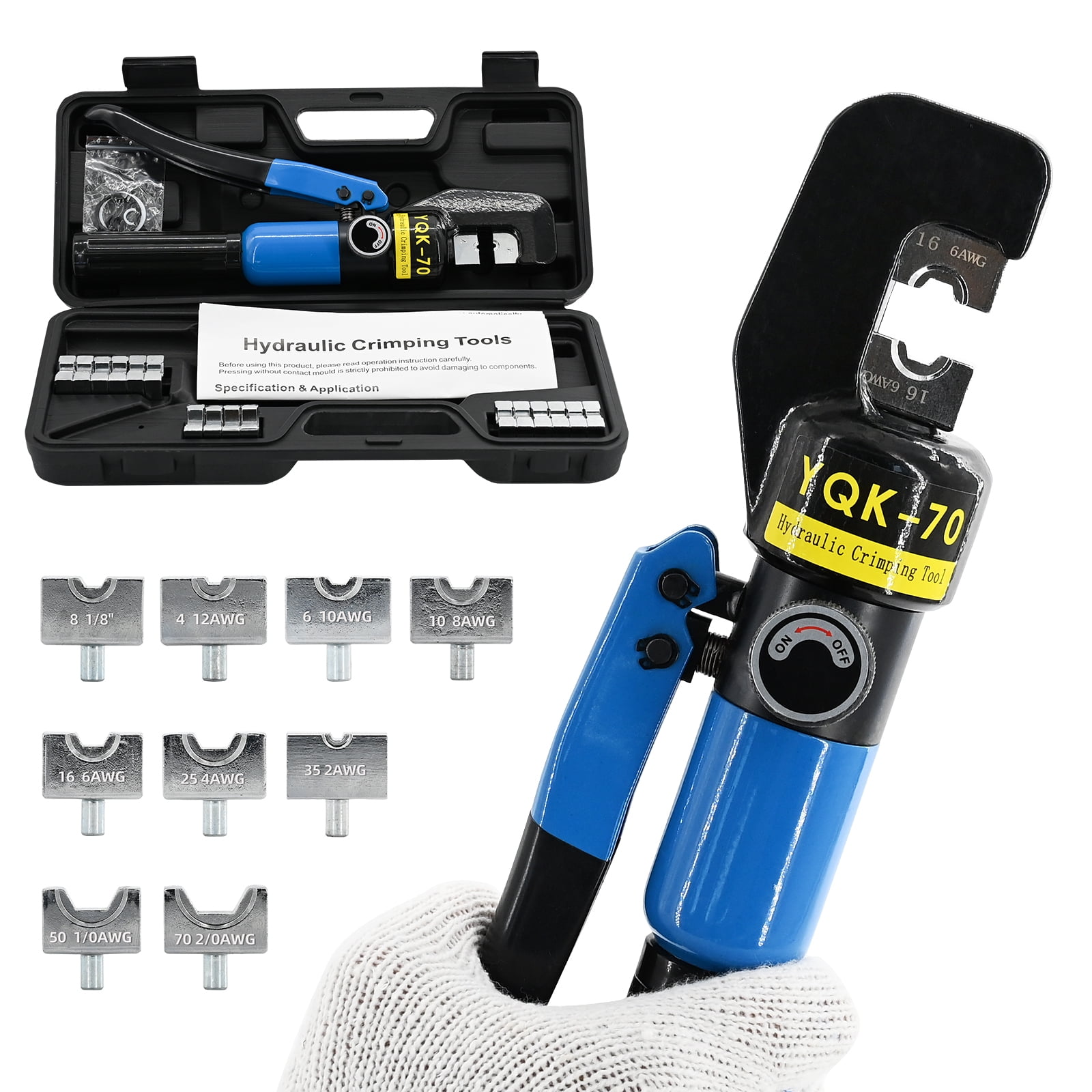 LCyindu 10T Hydraulic Crimping Tool 12 AWG to 2/0 AWG Battery Cable ...