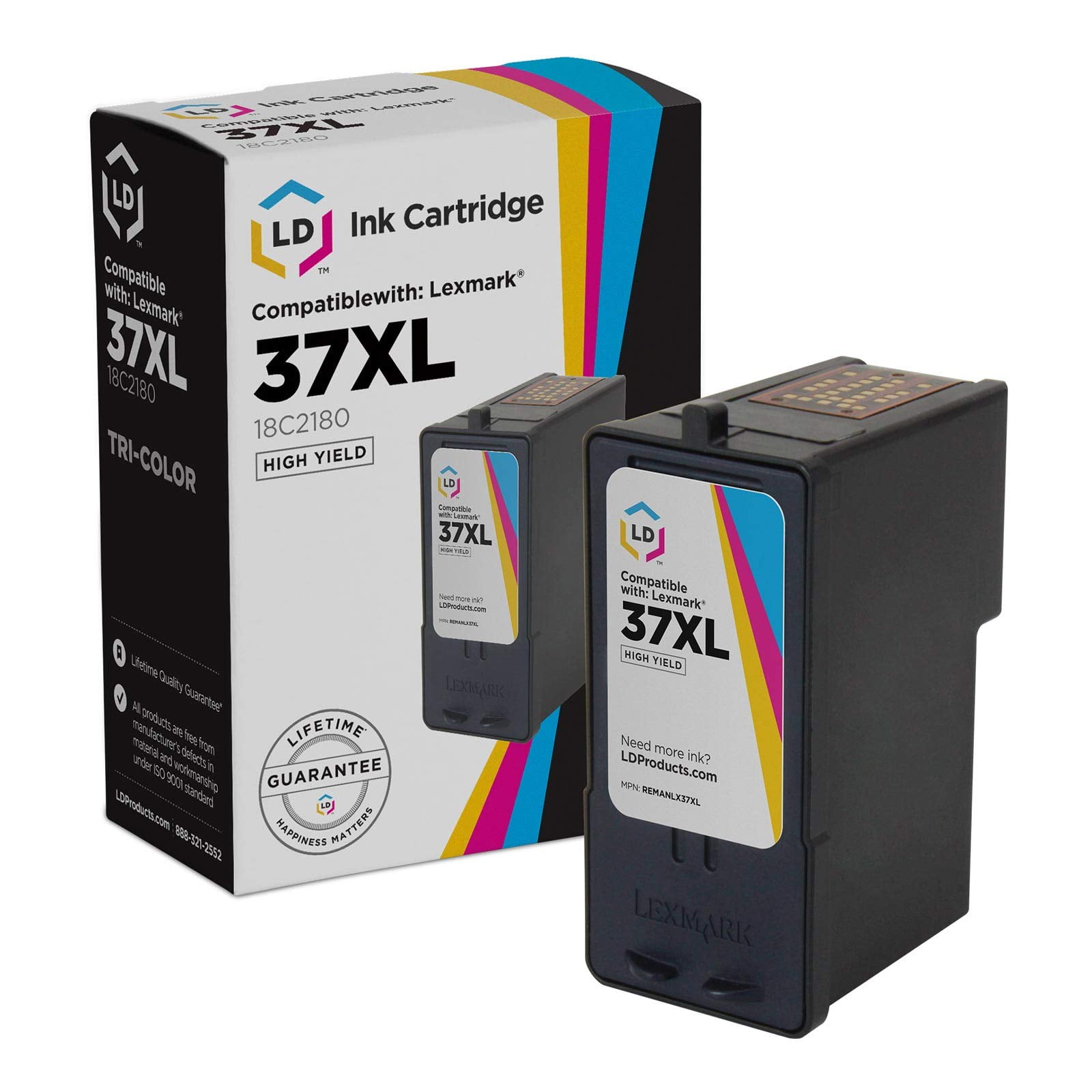LD Compatible Replacement 18C2180 37XL Color HY Ink for Lexmark 37XL ...