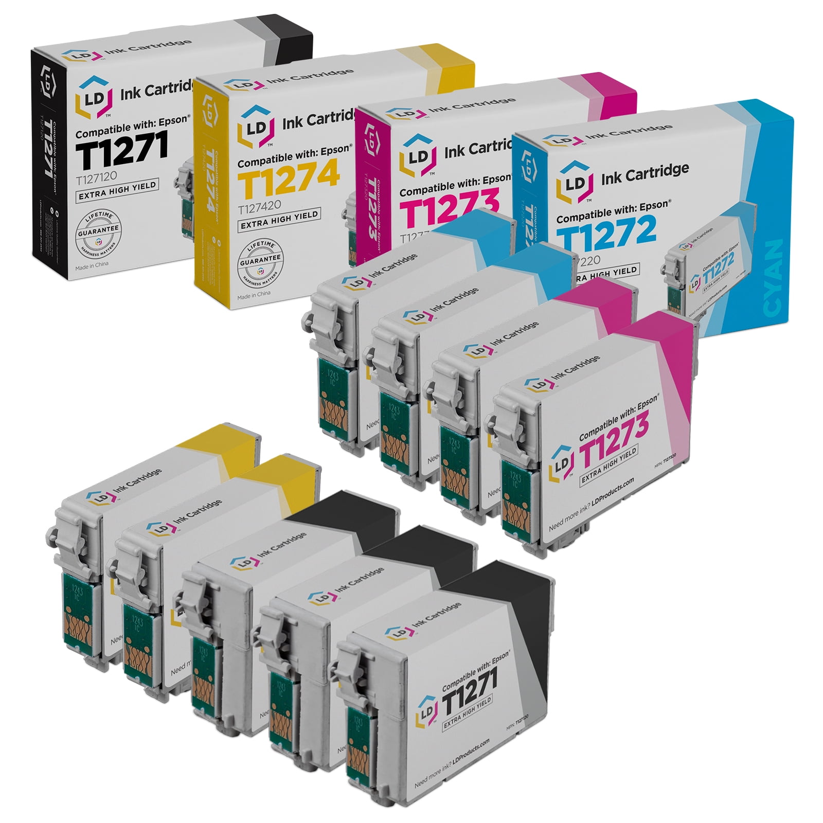 LD Products 9PK Compatible Replacement for Epson 127 Extra HY Ink 3 ...