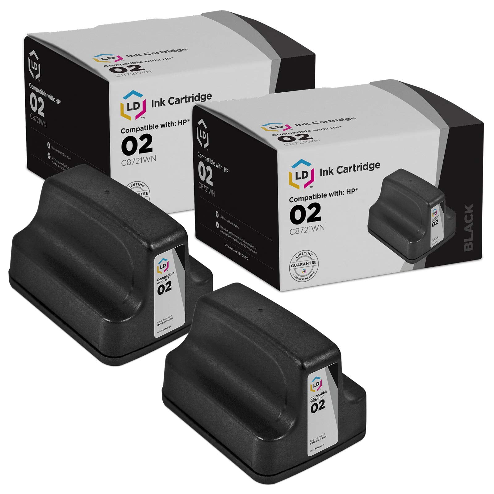 LD C8721WN 02 Black Ink Cartridge Set of 2 for HP PhotoSmart 825 3210 3310 D7460 - Walmart.com