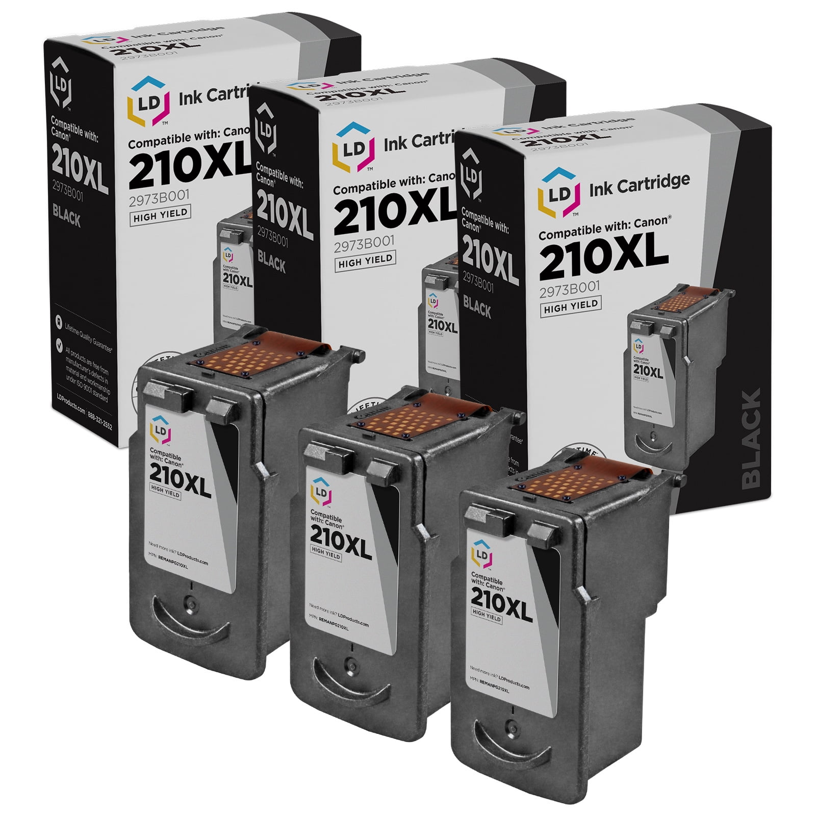 LD Products Canon Compatible Replacement PG-210XL Set of 3 High Yield ...