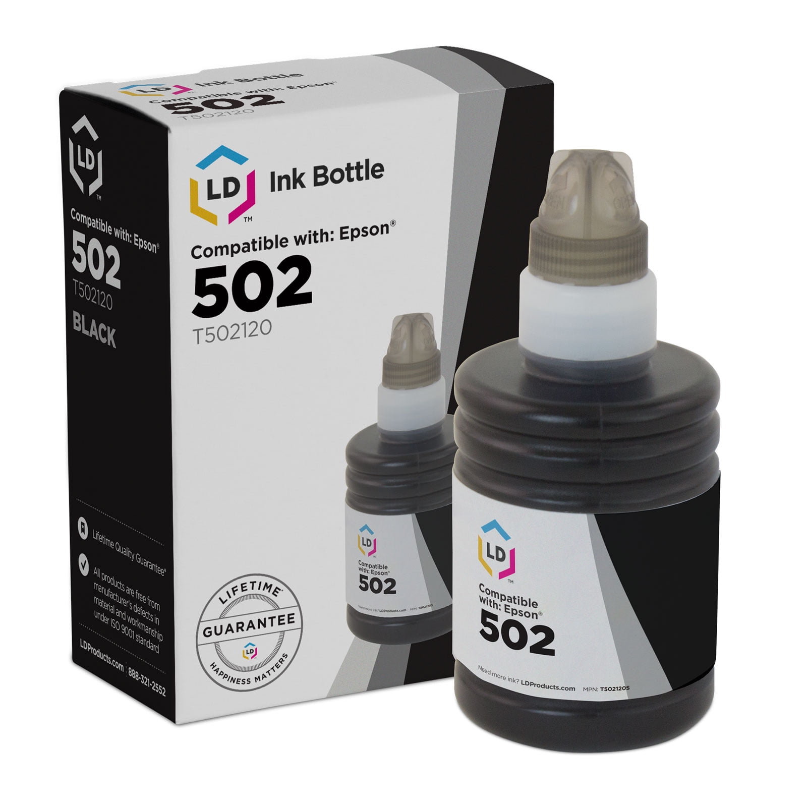 LD Products Epson 502 Ink Bottle Replacement, Black, Standard Yield ...