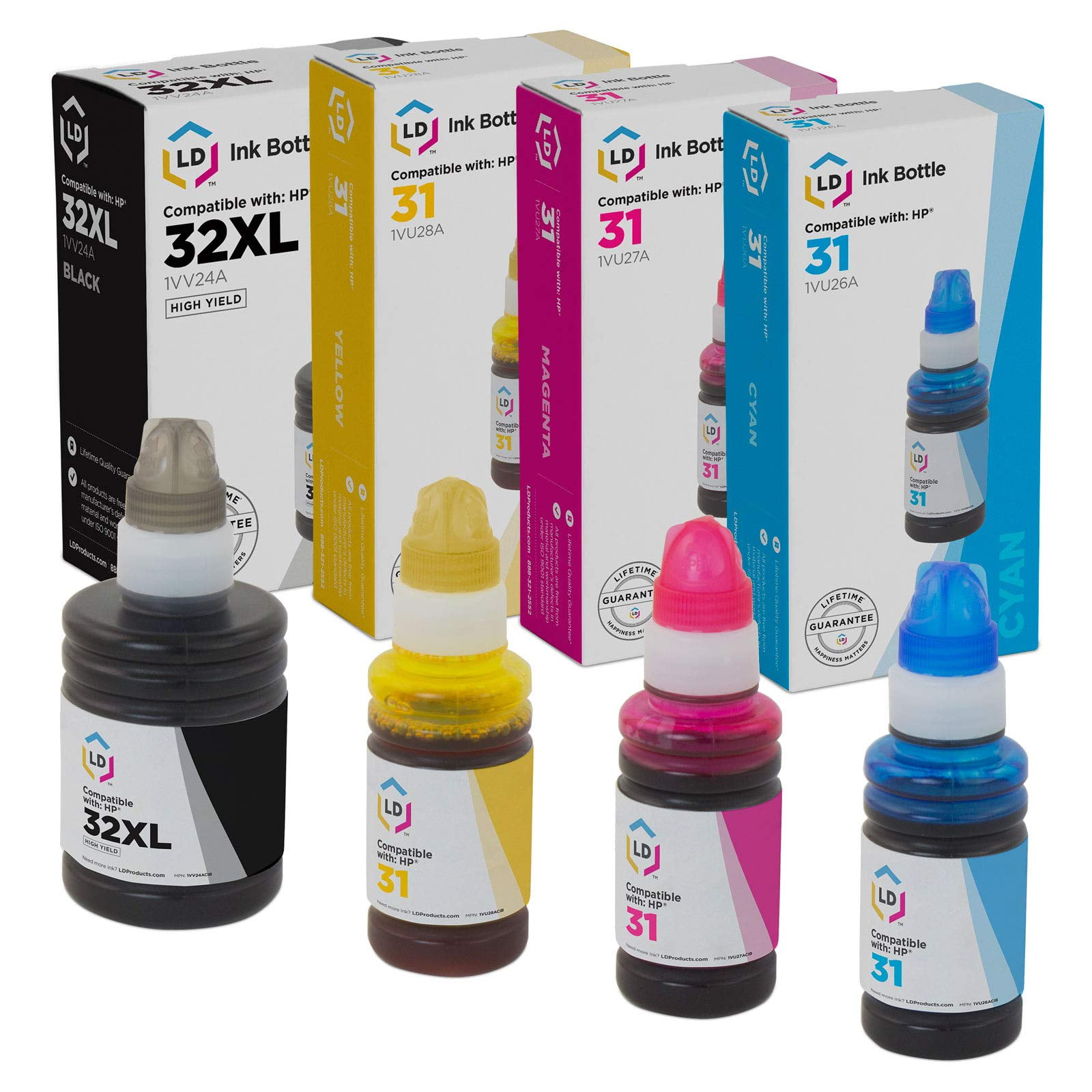 LD Compatible Replacement HP 31 / 32XL Black Cyan Magenta Yellow Ink ...