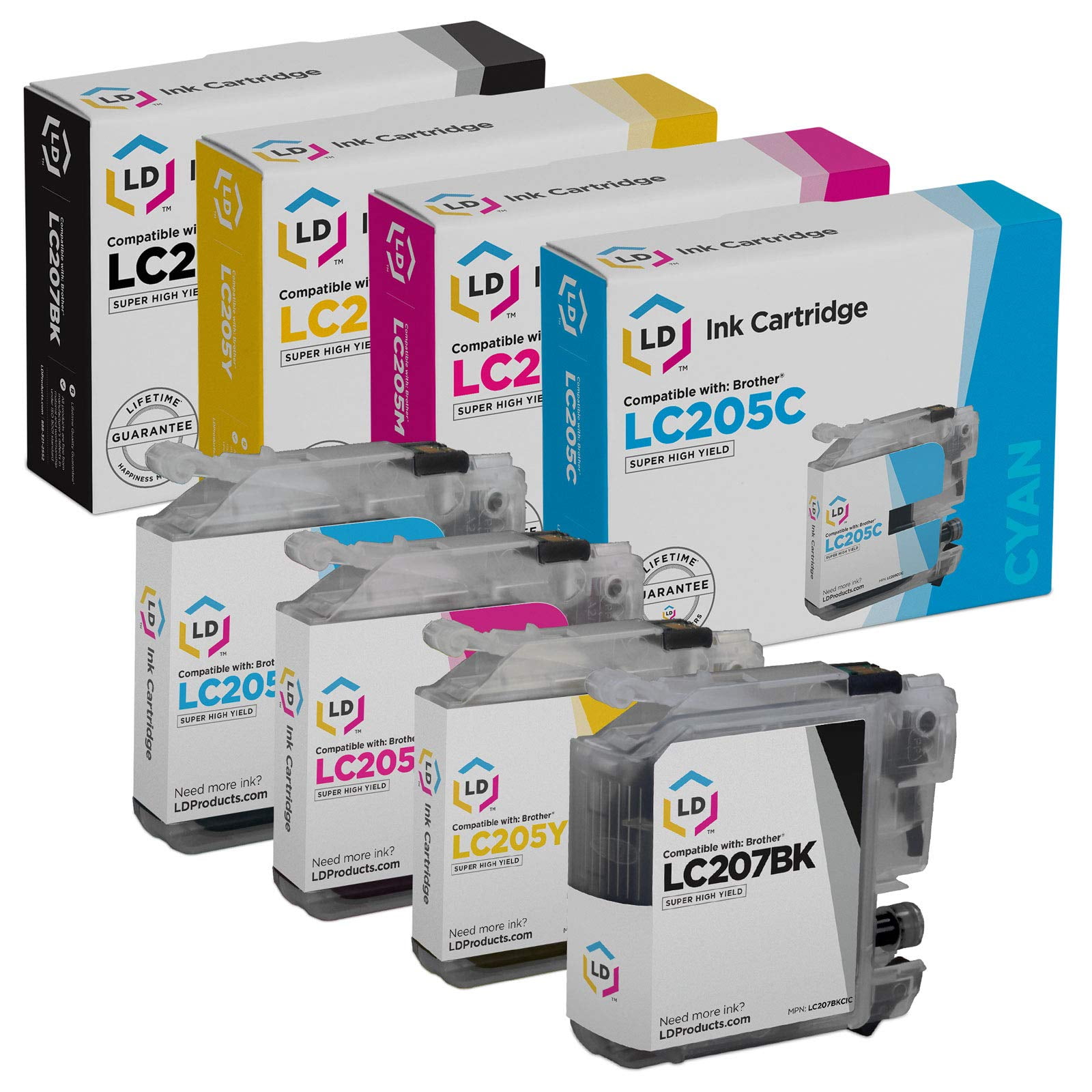 LD Compatible Ink Cartridge Replacement for Brother LC207 & LC205 Super ...