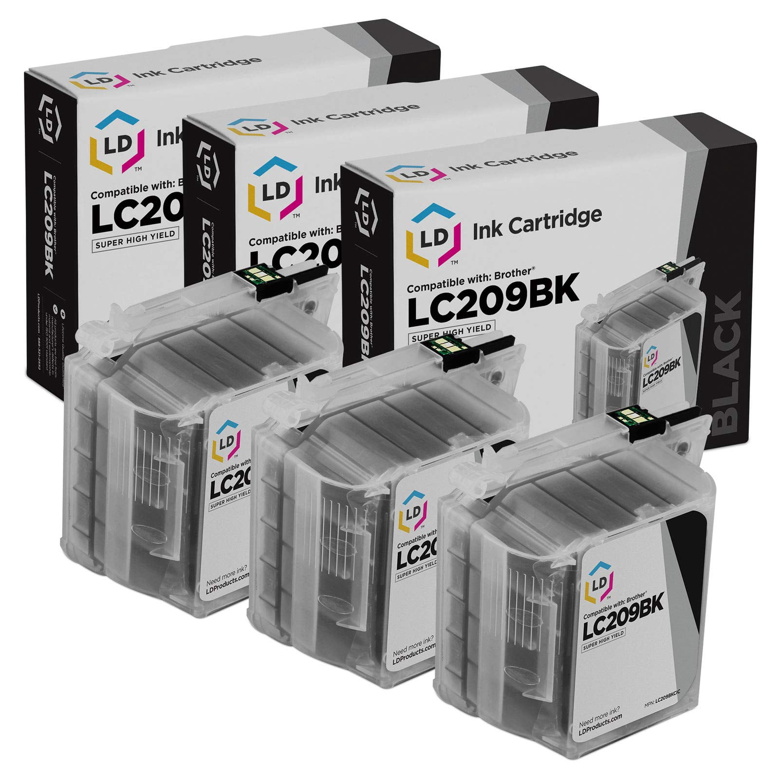 LD Compatible Ink Cartridge Replacement for Brother LC209BK Super High ...