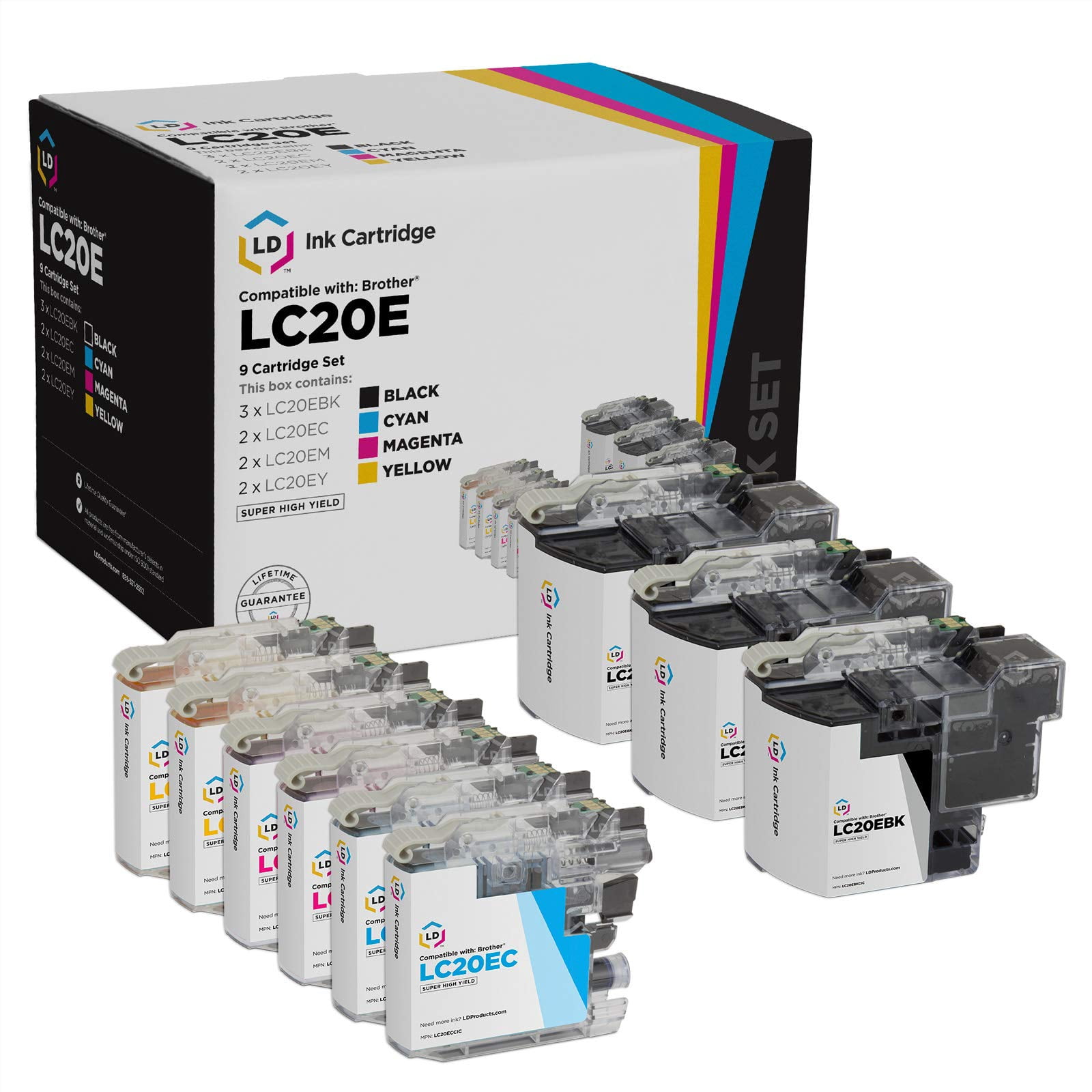LD Compatible Replacement Ink Cartridge for Brother LC20 9PK: 3 LC20EBK ...