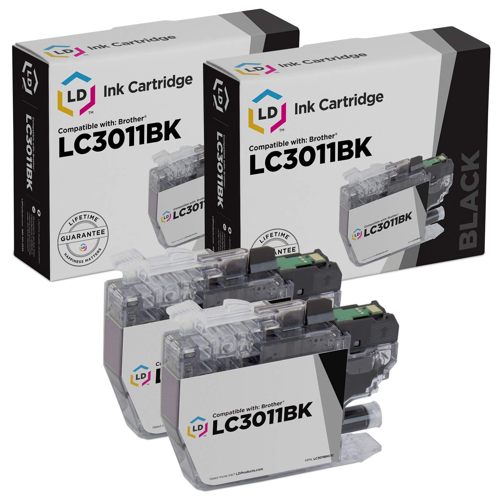 LD Compatible Ink Cartridge Replacement for Brother LC3011BK (Black, 2 ...