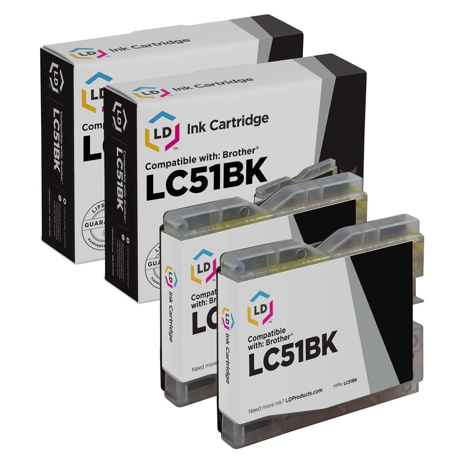 LD Compatible Ink Cartridge Replacement for Brother LC51BK (Black, 2 ...